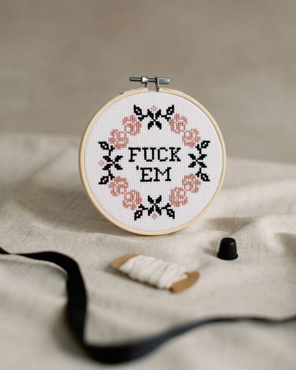 'Fuck 'Em' Cross Stitch Kit | Innocent Bones